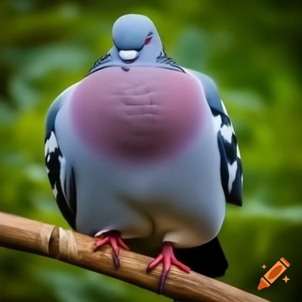 Fat pigeon sitting on branch ready to break under its weight on Craiyon