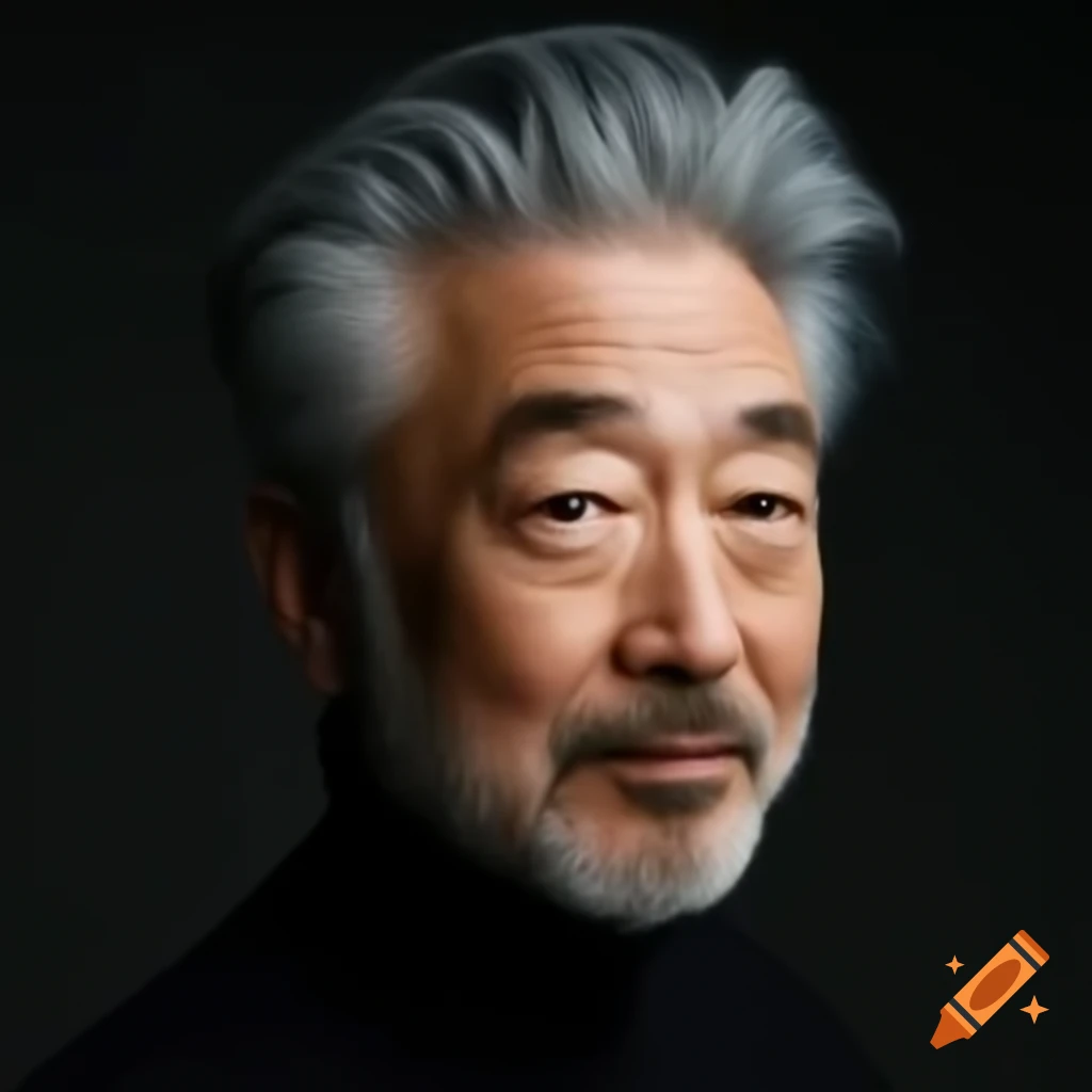Portrait of victor timberlake, japanese composer with graying hair ...