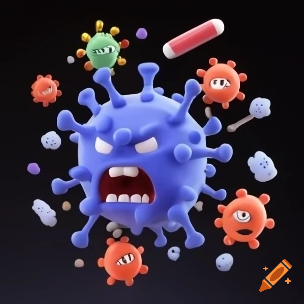 Cartoon-style immune system as superhero characters, T cells, B cells ...