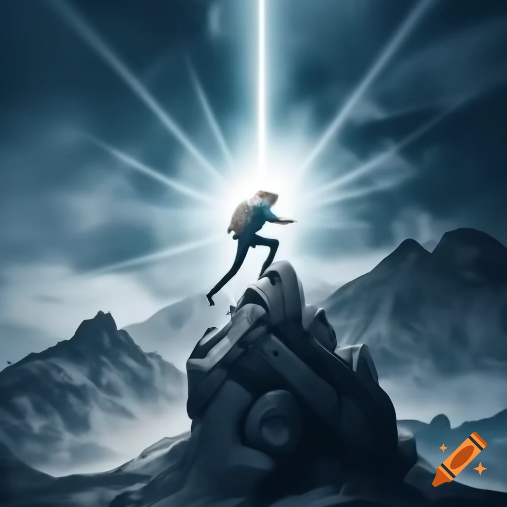 Person climbing mountain symbolizing hope and resilience, heavy burden ...