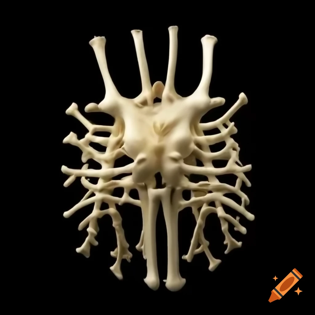 Shield made of bone with a central spike on Craiyon