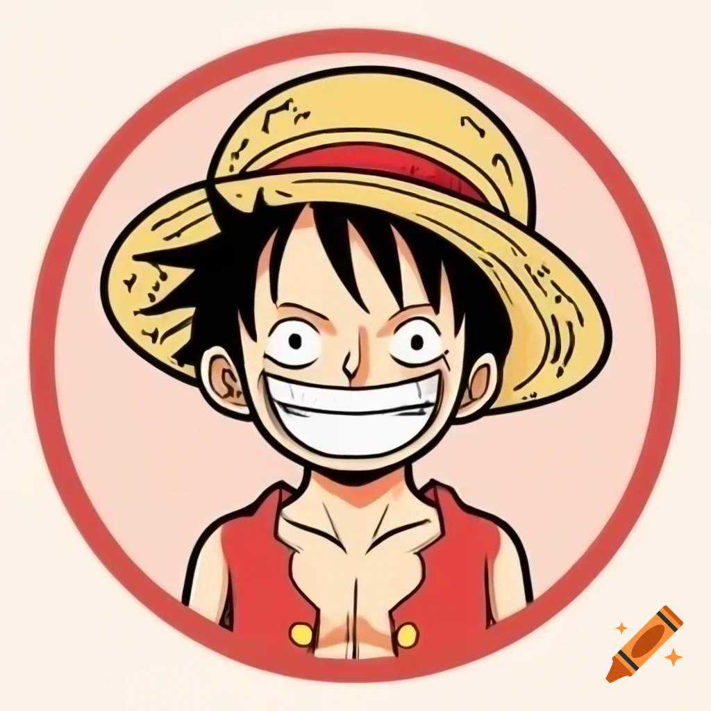 Retro flat 2D vector illustration of Monkey D. Luffy with straw hat and ...
