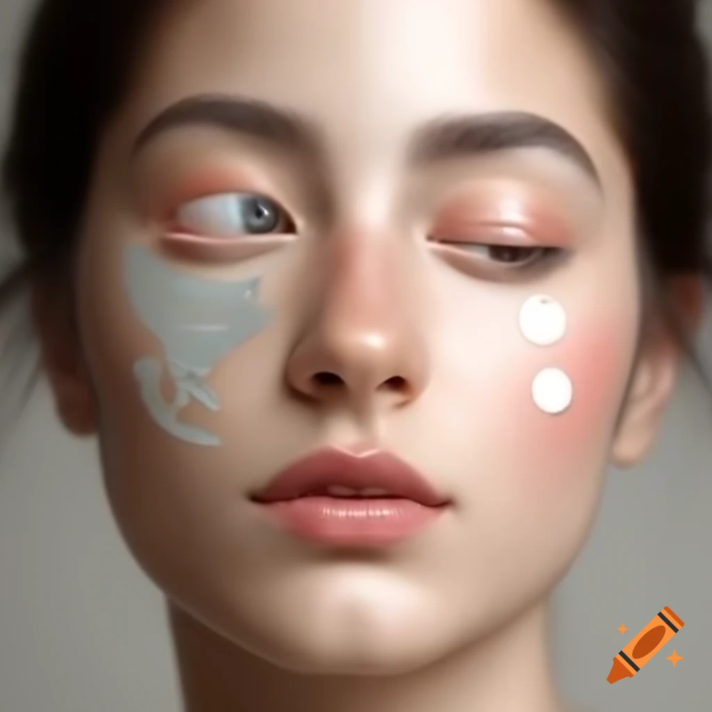 Realistic portrait of a young half-Japanese, half-Iranian woman with minimal makeup and natural ...