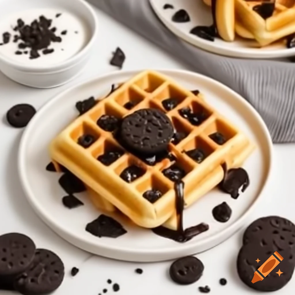 Korean cream waffle topped with oreo crumbs on Craiyon