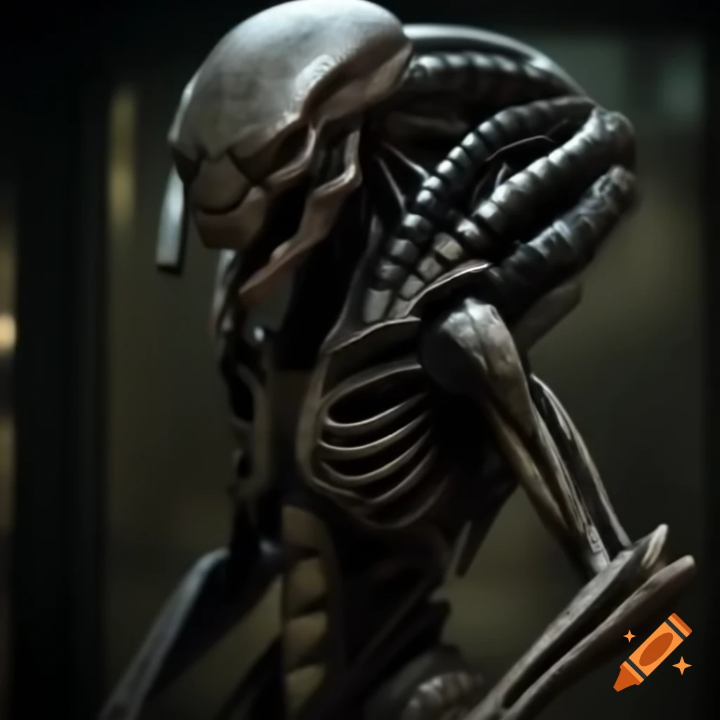 Biomechanical alien with black exoskeleton on Craiyon