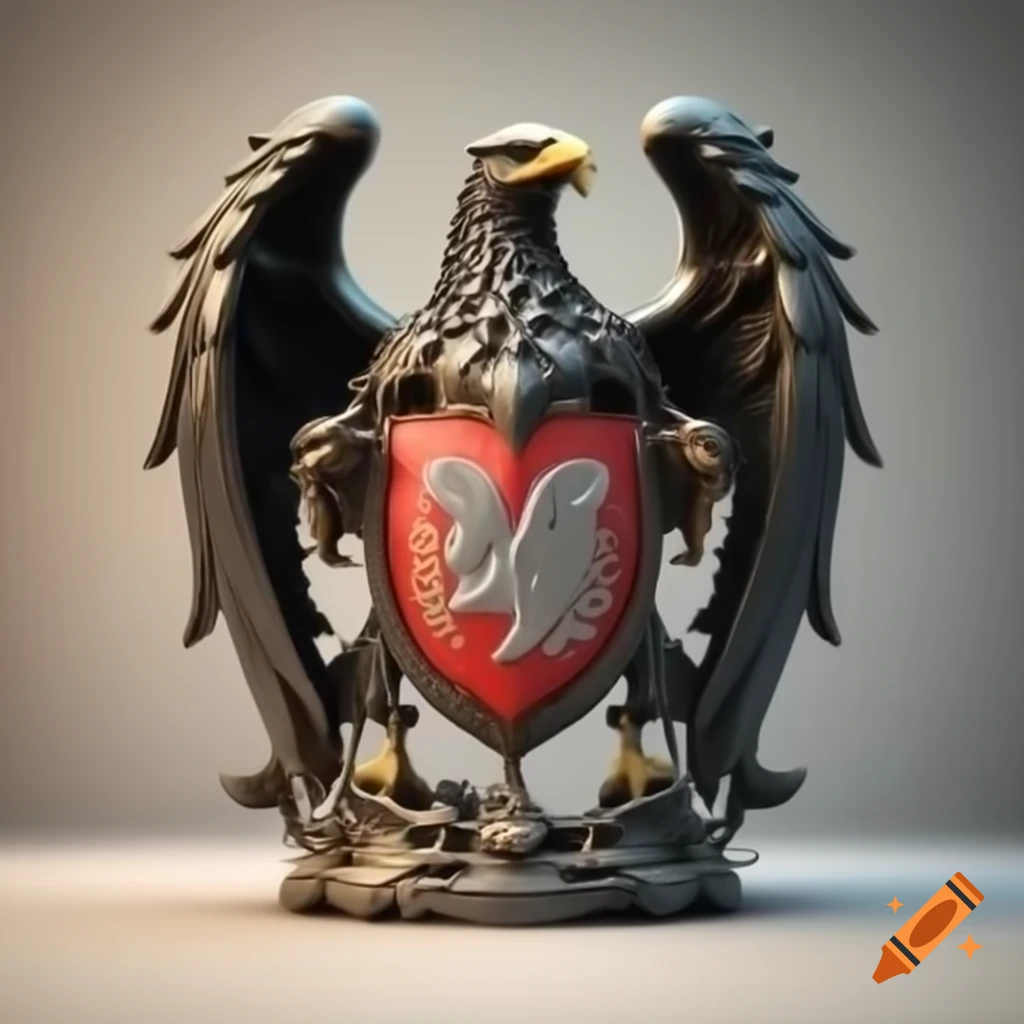 Heraldic shield with Berlin Bear and eagle wings, featuring initials J ...