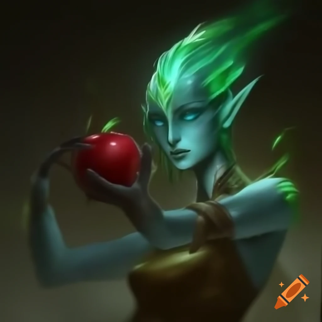 Ethereal humanoid fantasy race born from apple seed on Craiyon