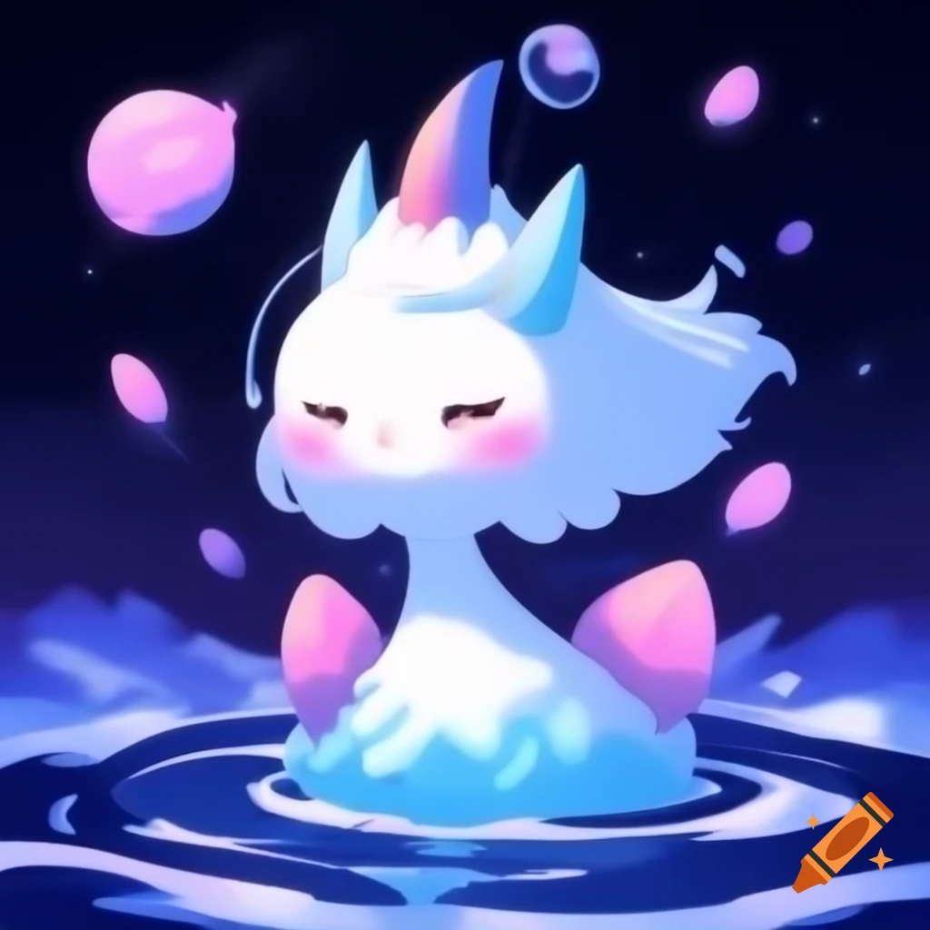 Flufflore, a fantastical creature with flowing fur resembling water ...