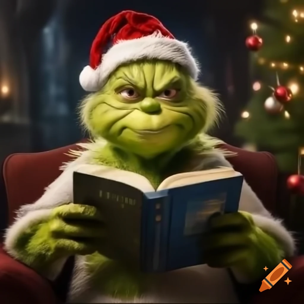 The Grinch reading a book titled 'come rovinare il Natale a tutti' on ...