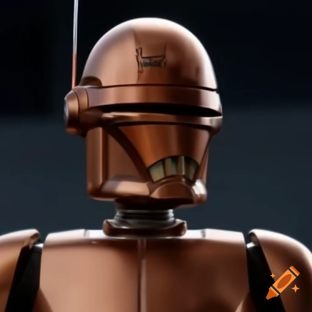 Copper droid equipped for melee combat on Craiyon