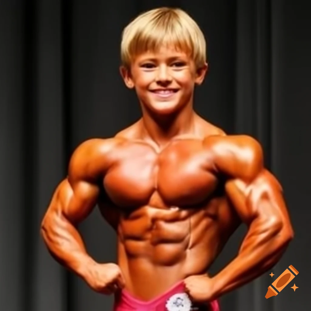 Powerful kid bodybuilder exuding strength and confidence on Craiyon