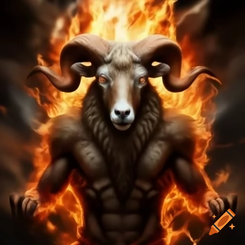Blazing ram with igniting fiery trails symbolizing boldness and ...