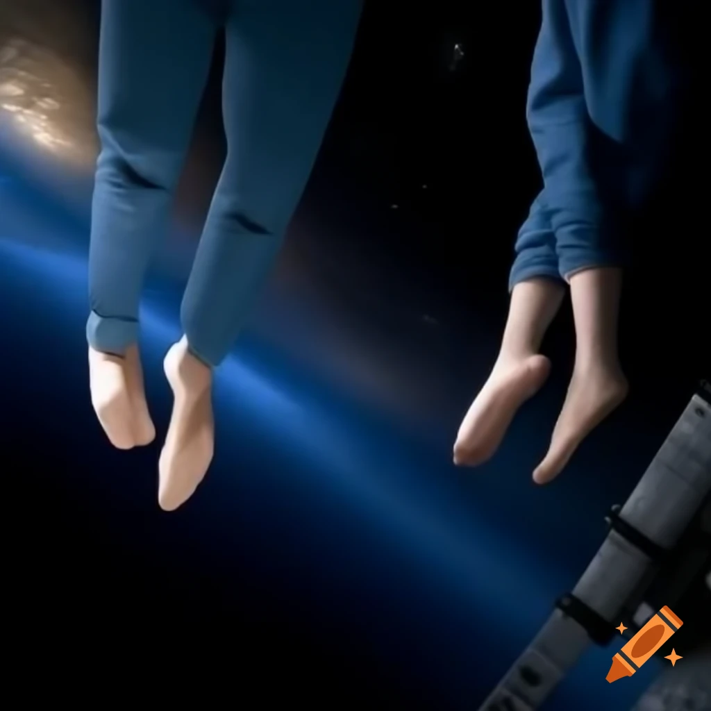 Disembodied legs floating in outer space on Craiyon
