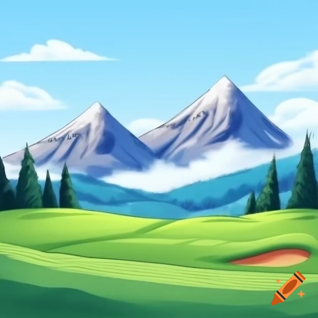 Amateur drawing of mountain scenery by a 6th grade student on Craiyon