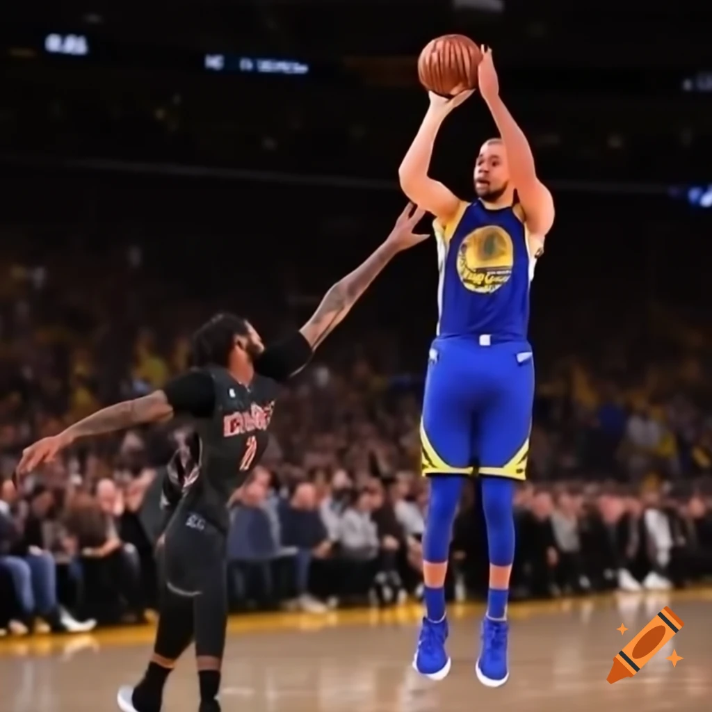 Steph Curry shooting a corner three-pointer on the basketball court on ...