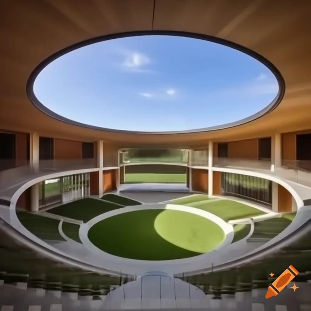 Stadium-shaped family home with serene inner courtyard and panoramic ...