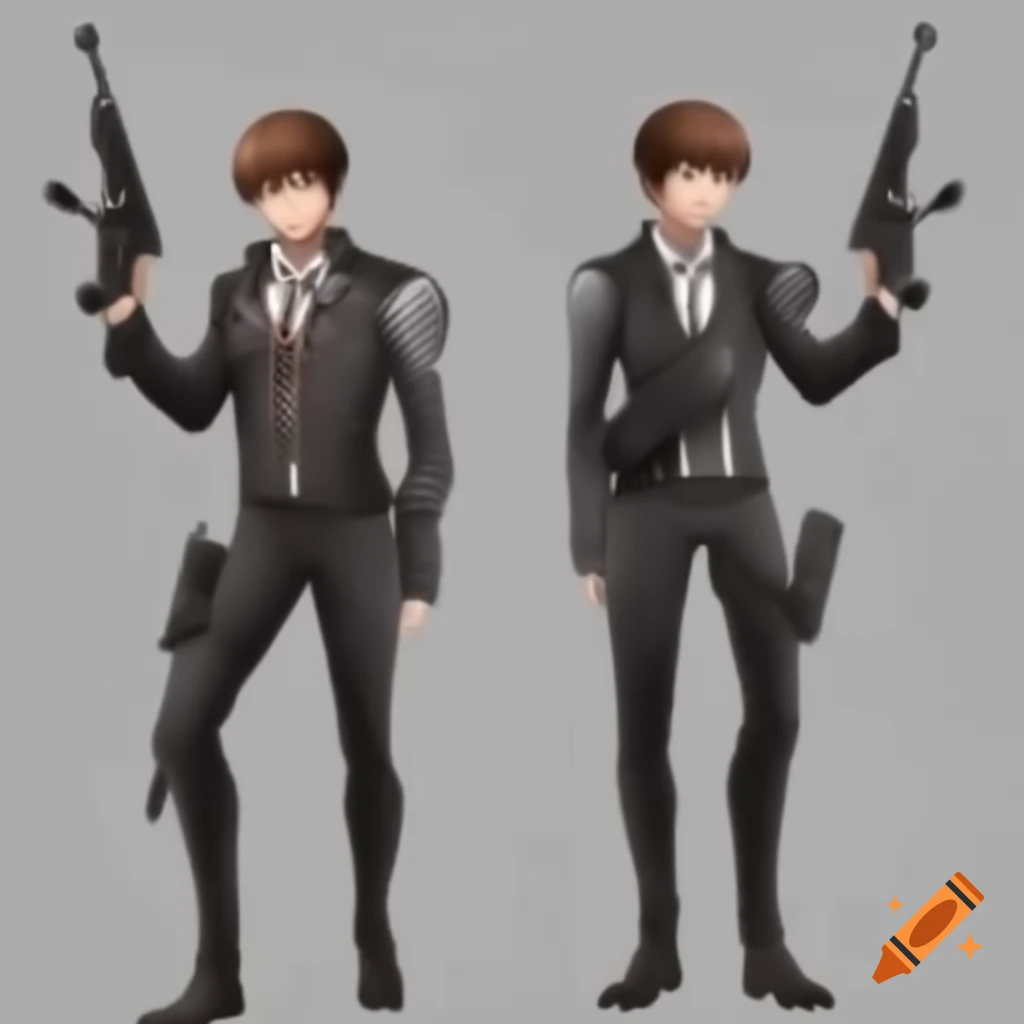 Cheerful anime gunslinger and inventor with high-tech firearm and ...