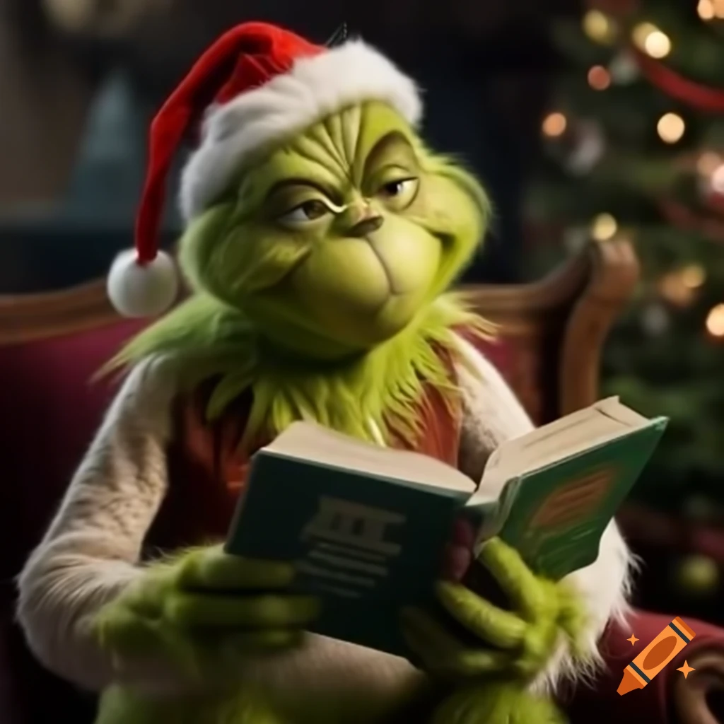 The Grinch reading a book titled 'come rovinare il Natale a tutti' on ...