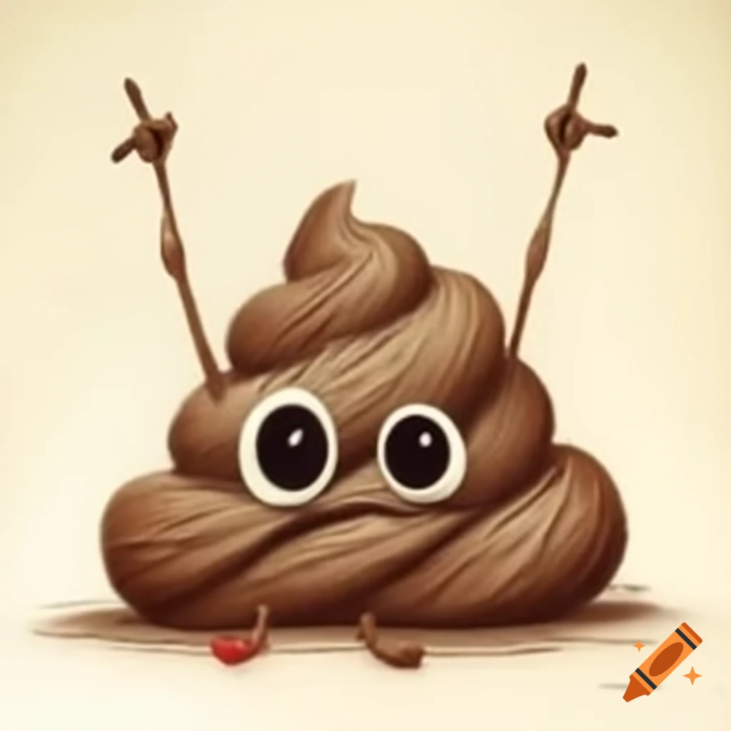 Cartoon character of an anthropomorphic poop with arms and legs ...