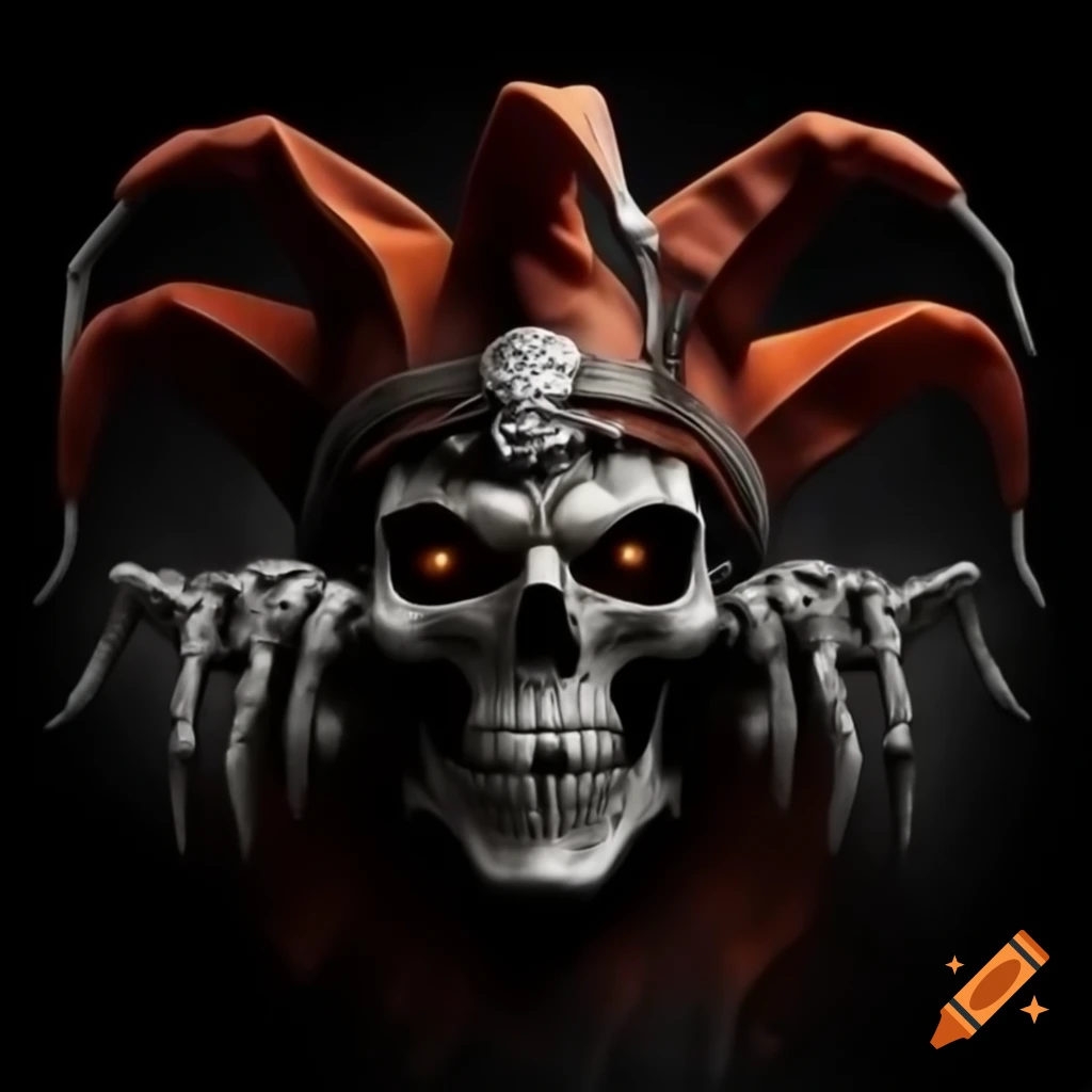 Menacing black-and-white skull with jagged teeth and glowing eyes ...