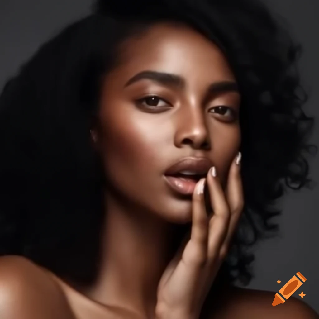 Ukrainian African American woman with curly black hair and mocha skin on Craiyon