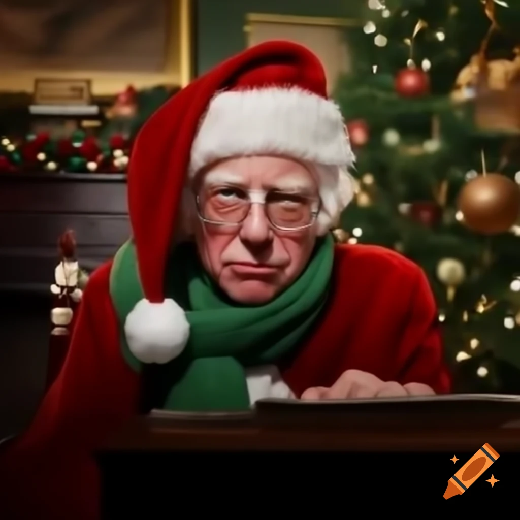 Caricature of bernie sanders dressed as santa claus on Craiyon
