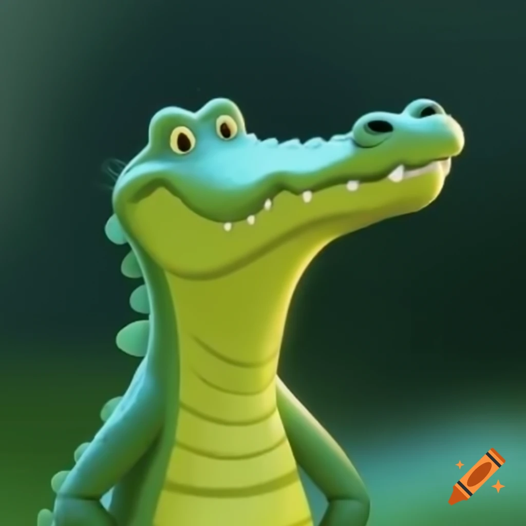 Friendly smiling alligator in cartoon disney style on Craiyon
