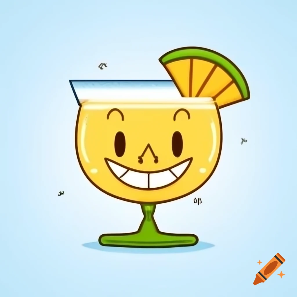 Tasty margarita cocktail with a smile on the glass on Craiyon