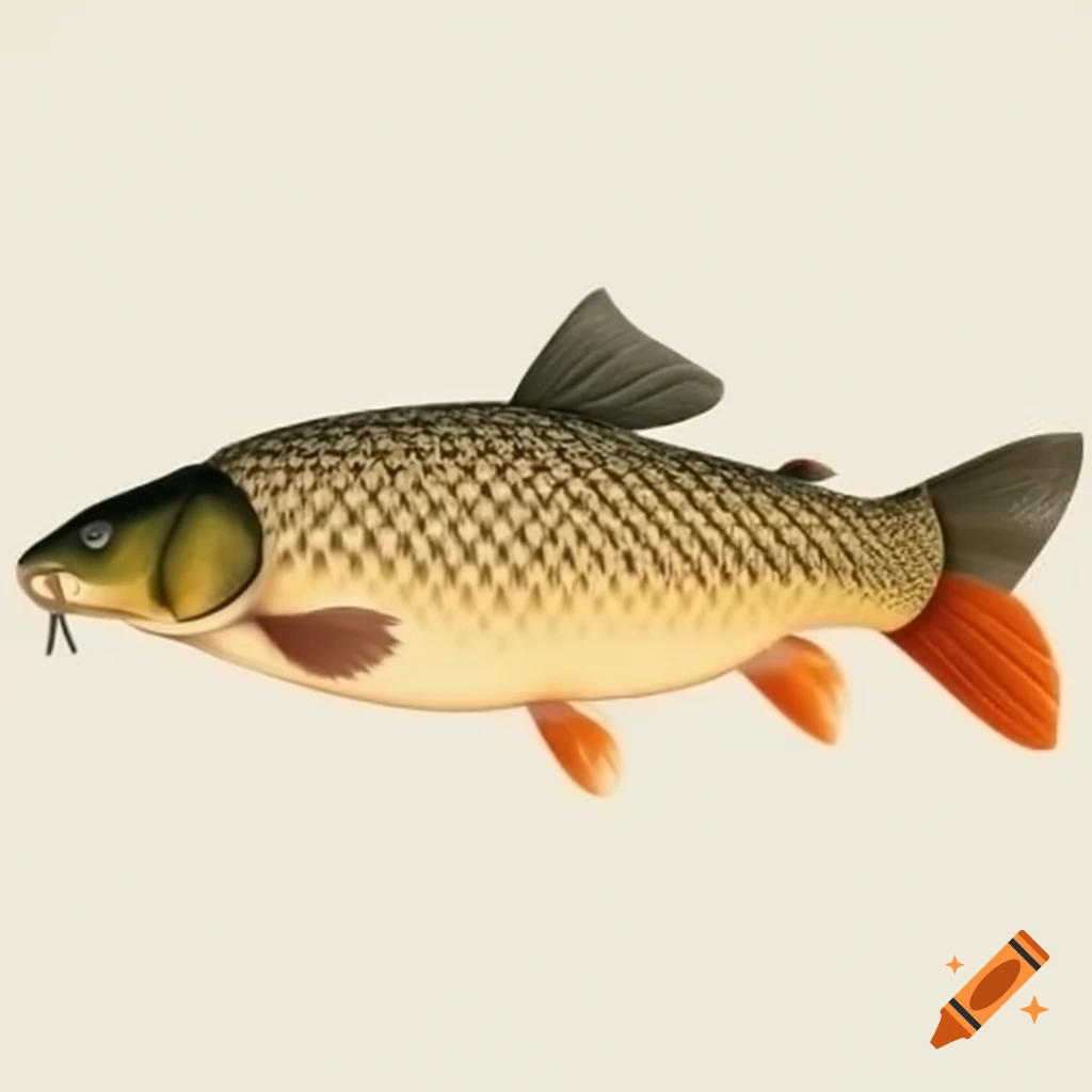 Detailed side view photograph of a full body carp on Craiyon