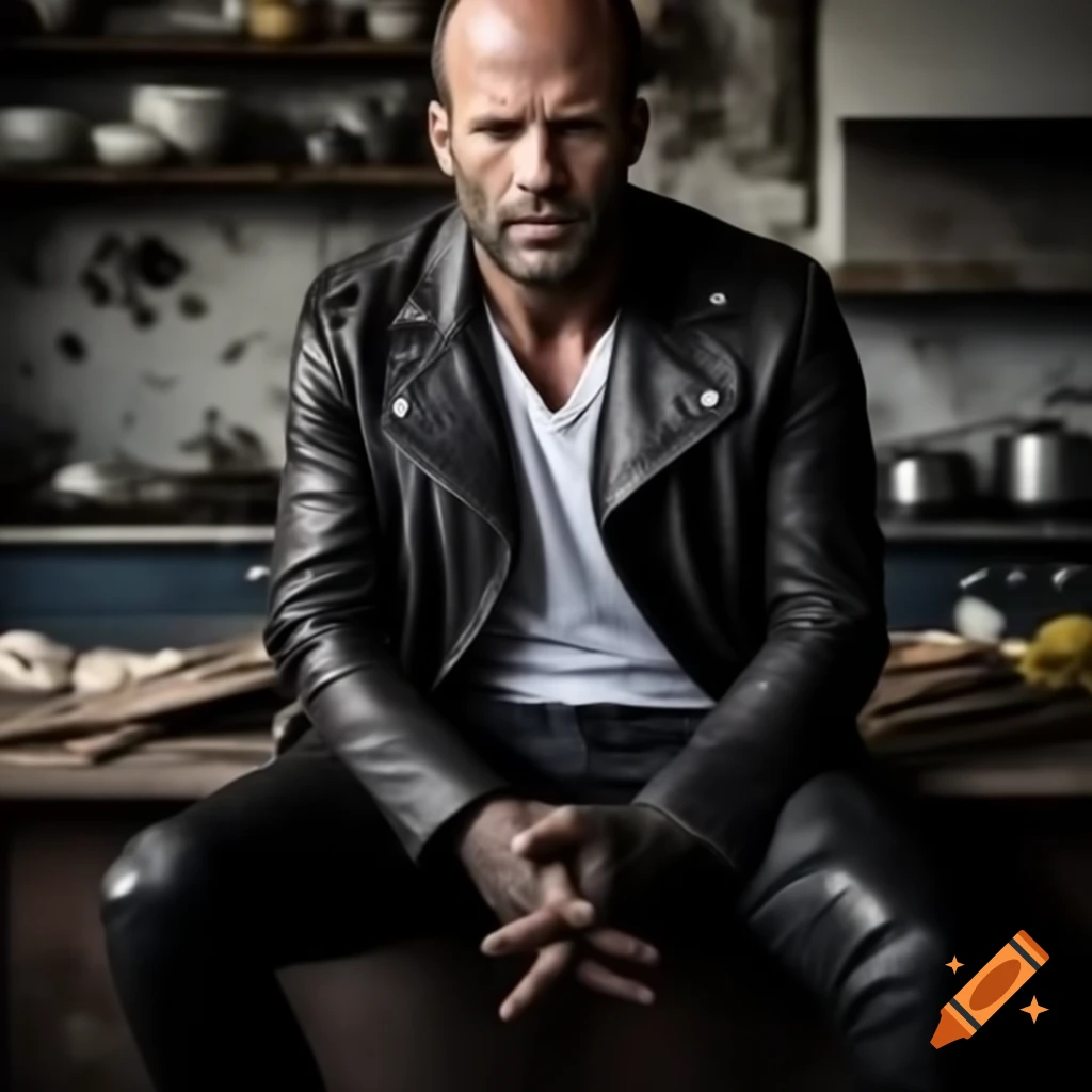 Ultra HD portrait of British actor Jason Statham in punk biker style on ...
