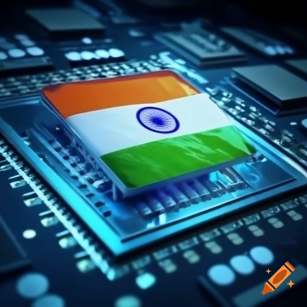 Semiconductor manufacturing scene featuring Indian flag and Modi's ...