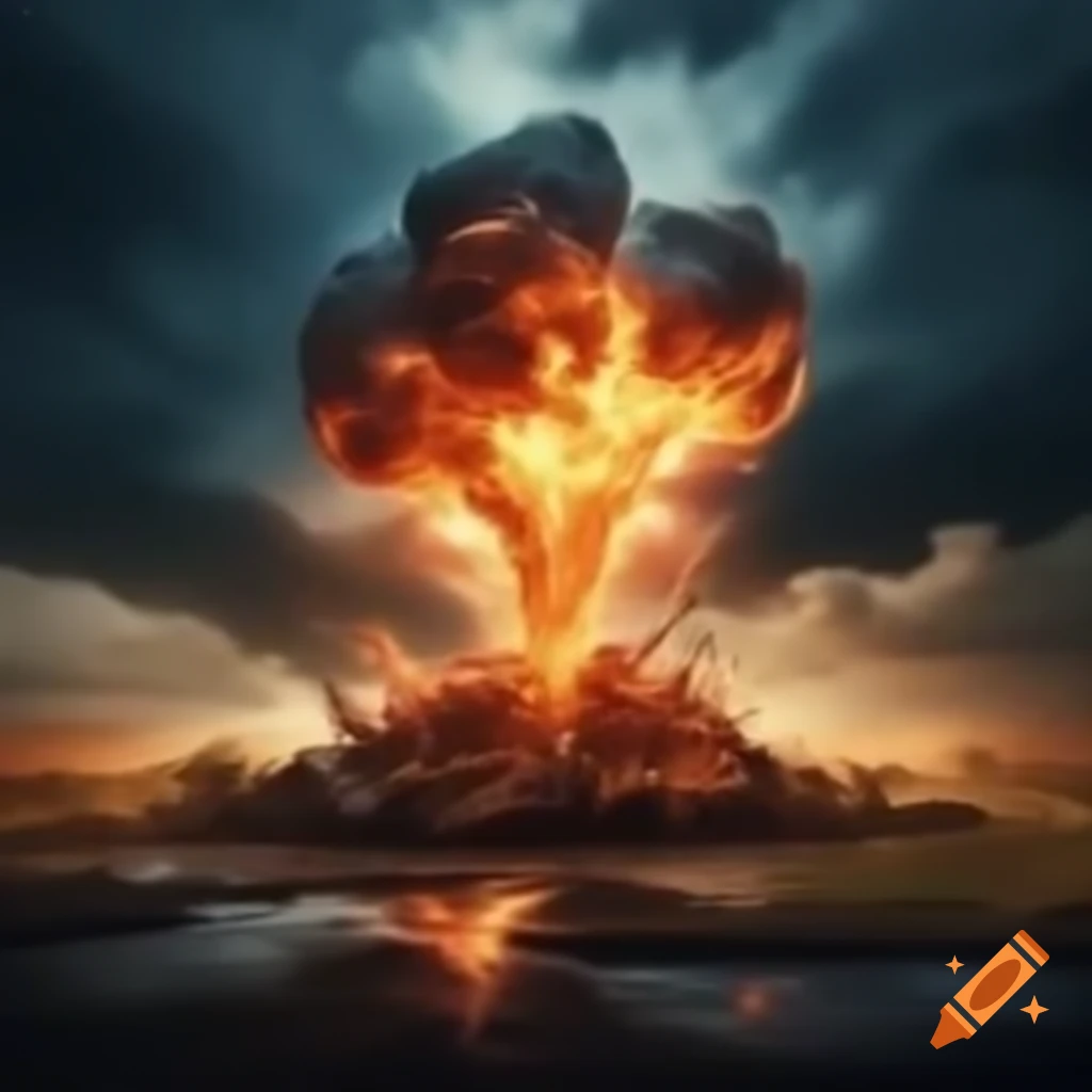 Exploding power plants showcasing industrial destruction on Craiyon