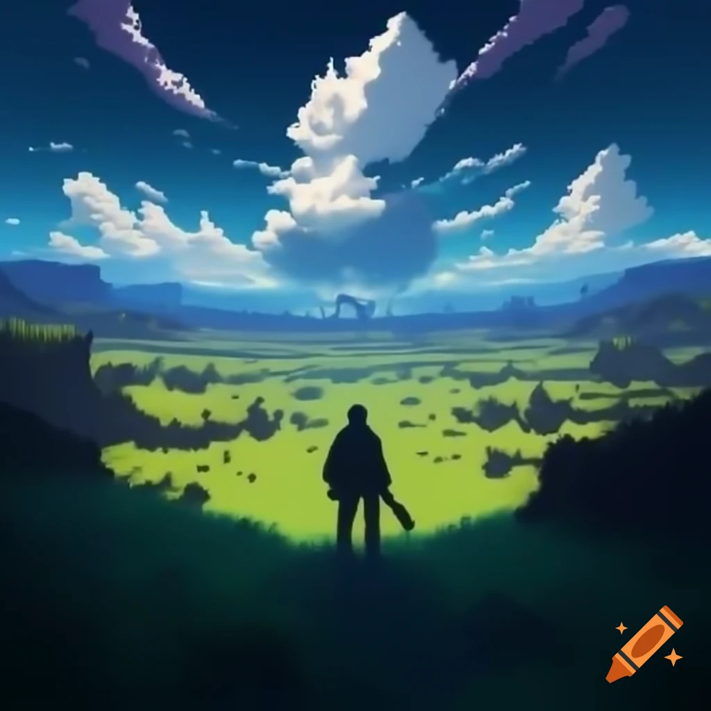 Pixelated figure exploring vibrant 8-bit landscape on Craiyon