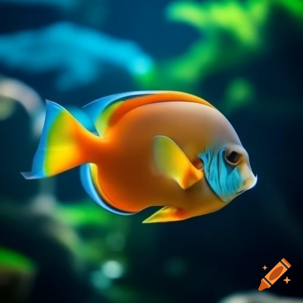 Colorful tropical fish in side view on Craiyon