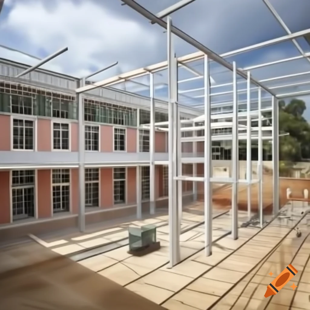 Prefabricated school construction with two floors and multiple ...