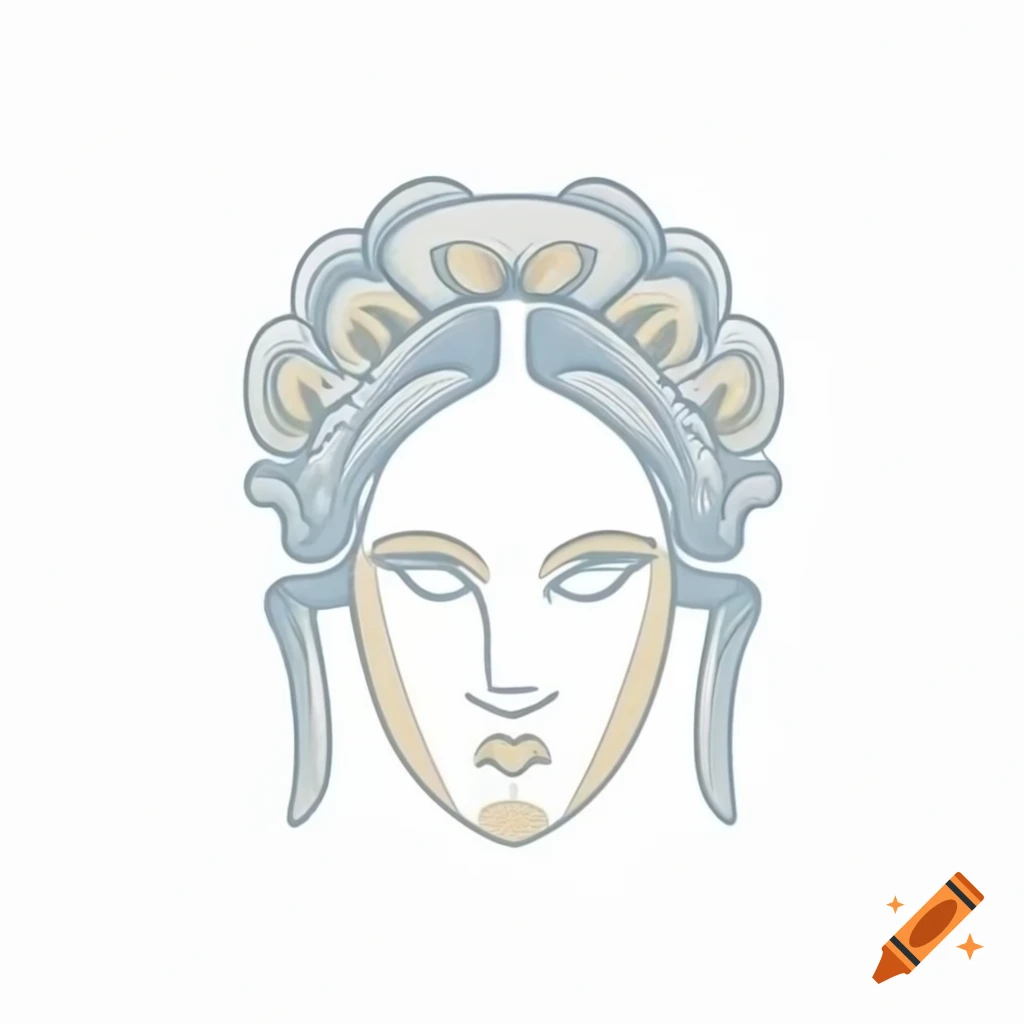 Face of Tyche, the Greek goddess, depicted in white on Craiyon