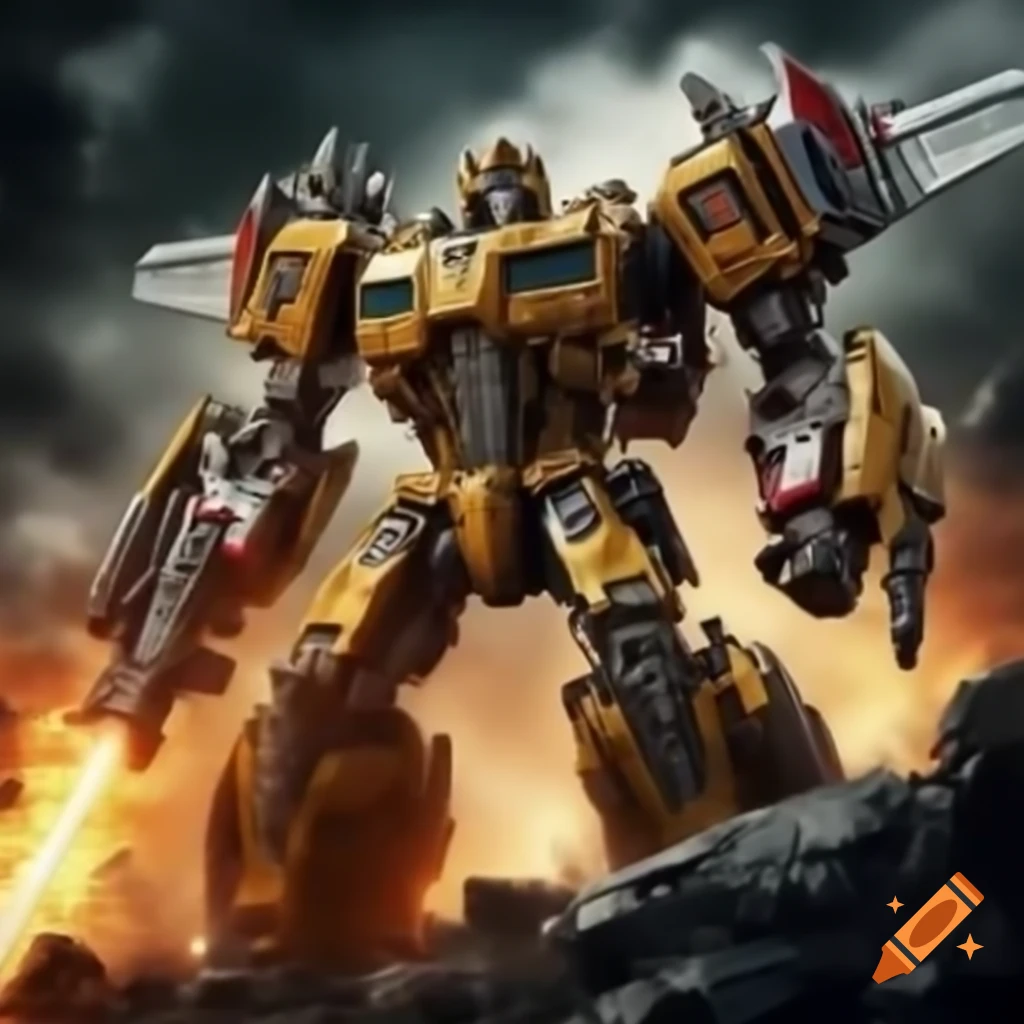 Canadair CL-415 aircraft as transformer autobot in iconic yellow and ...