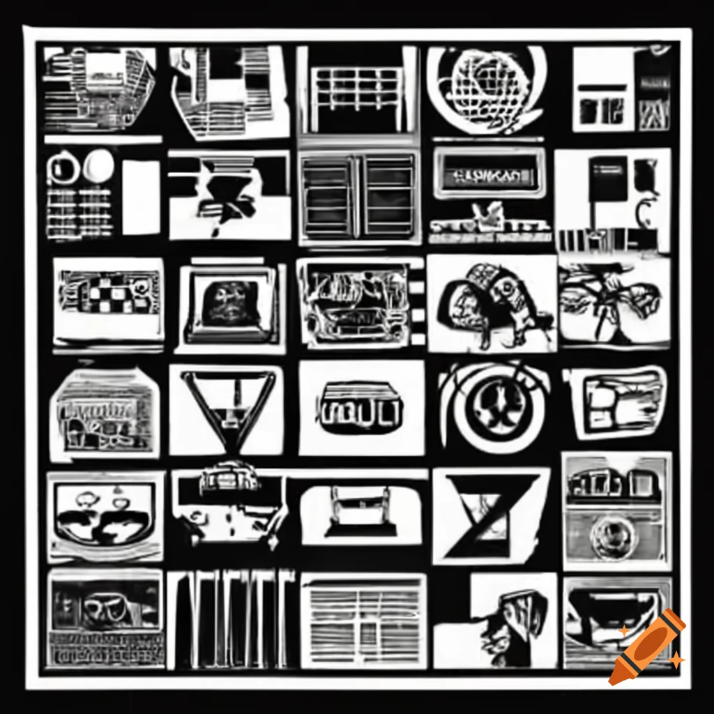 Bauhaus-inspired linocut movie poster design on Craiyon