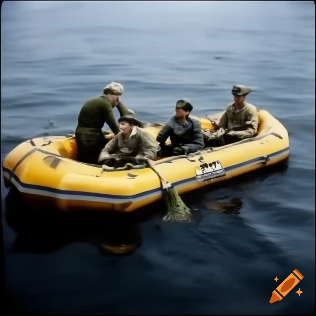 WW2 B2 bomber yellow life raft side profile on Craiyon