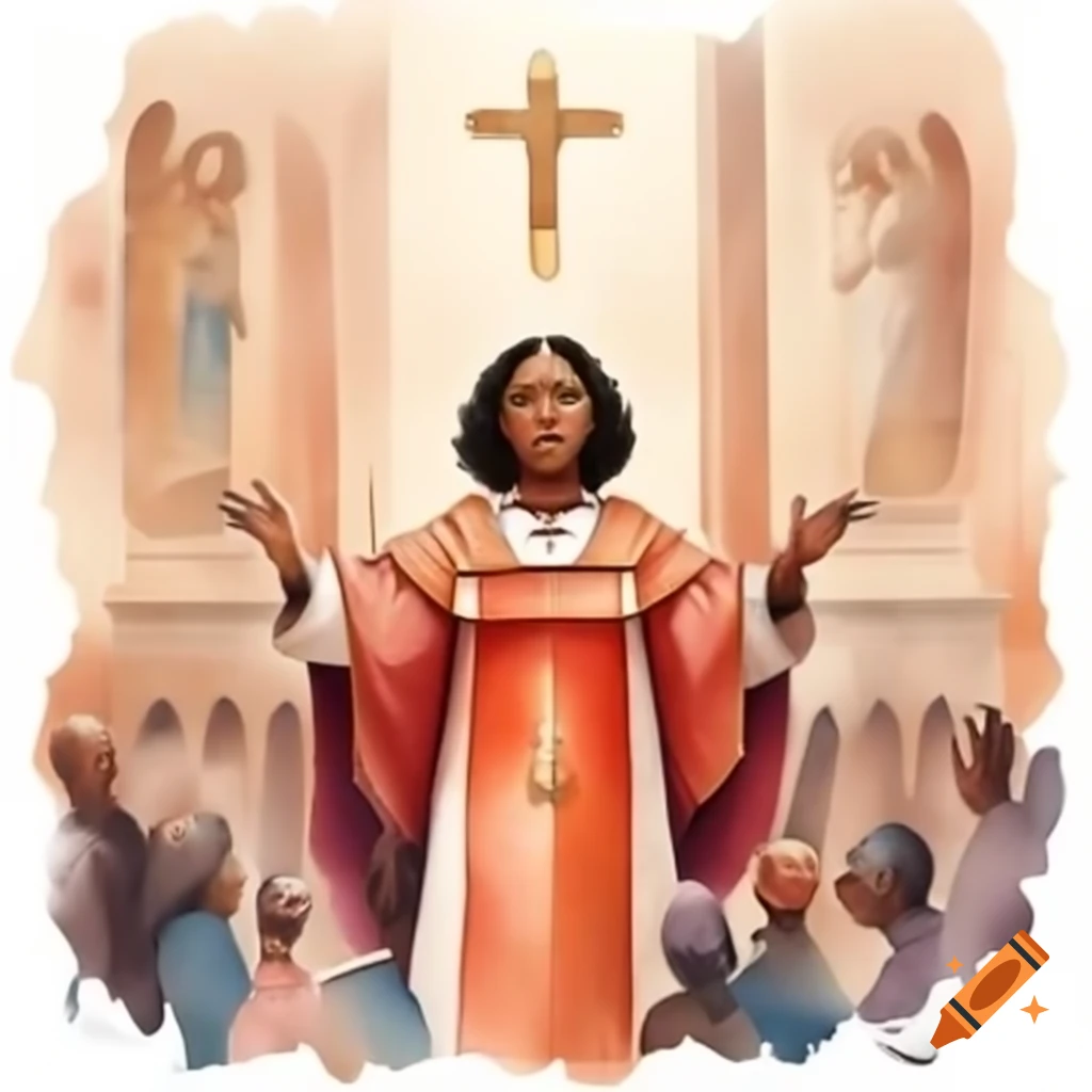Black woman cardinal celebrating eucharist in church surrounded by ...