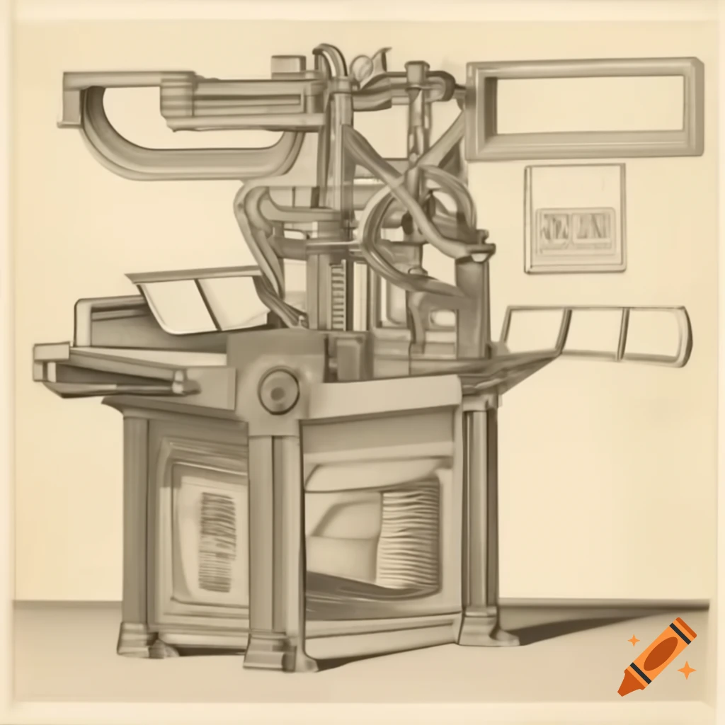 Renaissance era printing press, a mechanical device for text and image ...