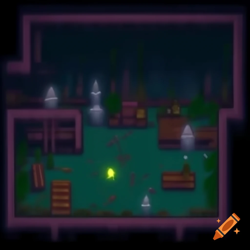 Pixel art of rooftop garden with wilted plants and creeping vines ...