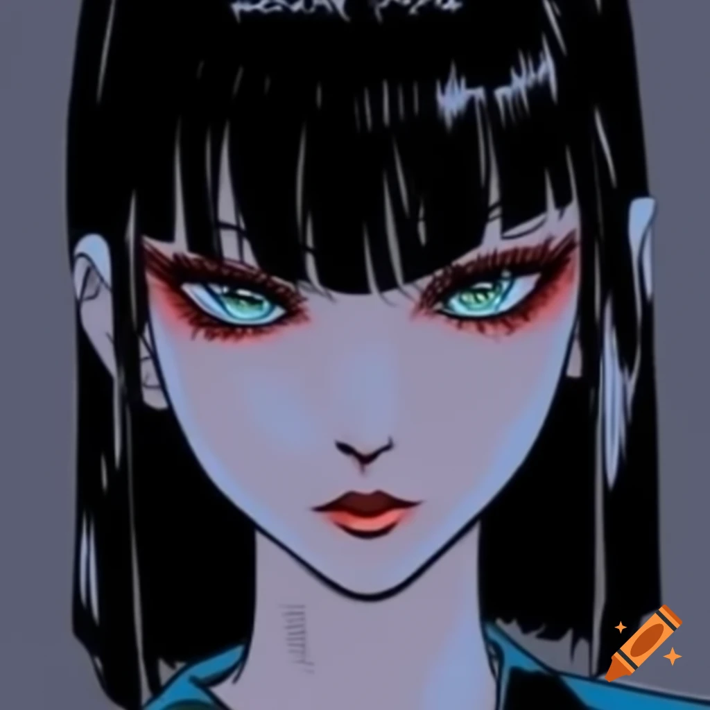 Manga character with heterochromia, one black eye and one white eye ...