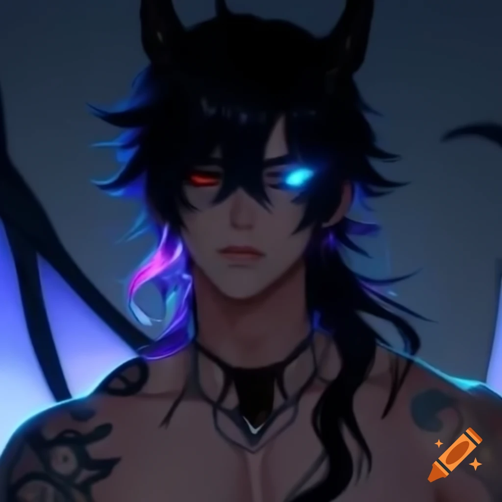 Handsome black male 2D vtuber model with tattoos and dragon wings on ...
