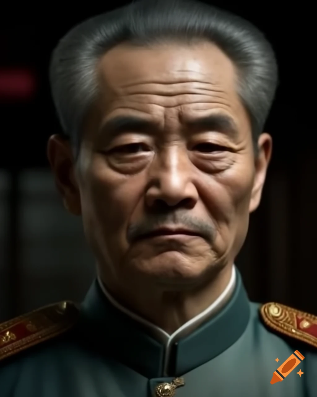 Detailed photorealistic portrait of a grumpy Chinese general on Craiyon