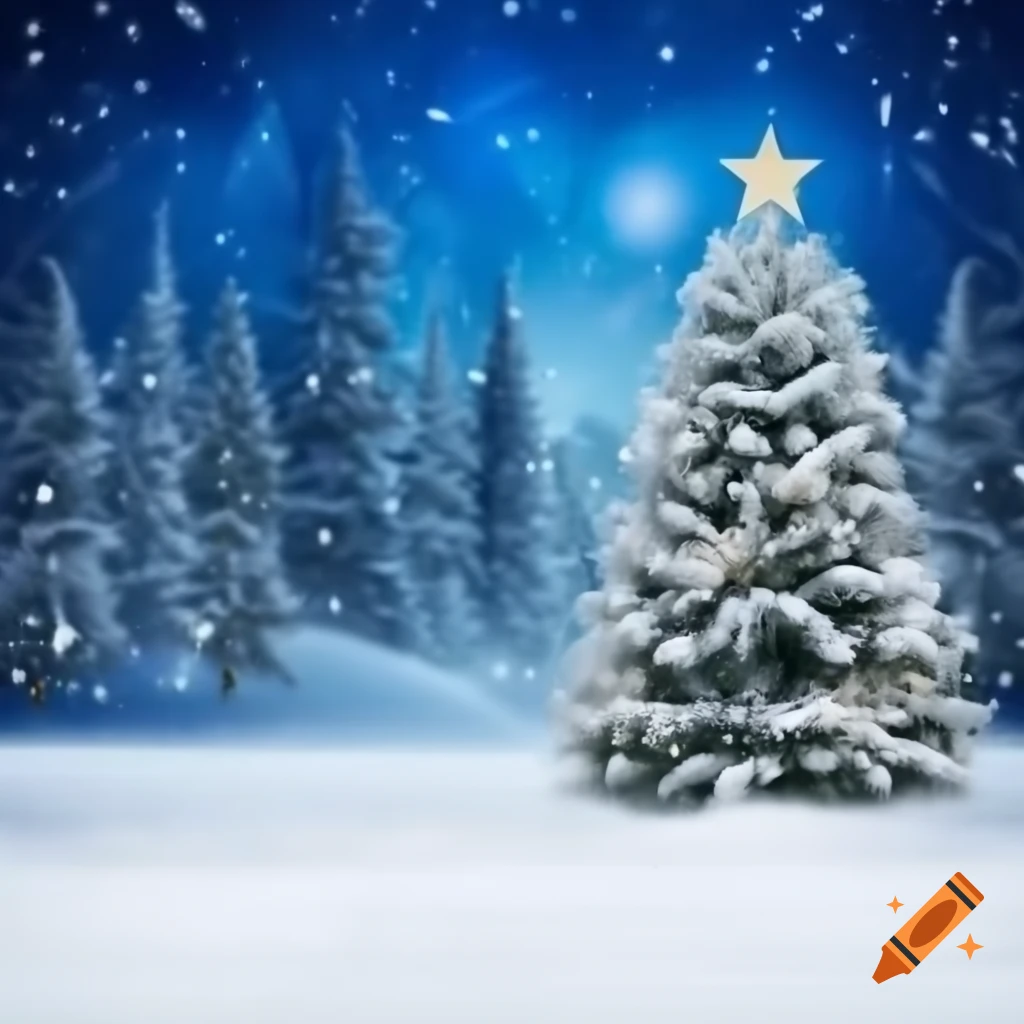 Decorated Christmas Tree In Snowy Pine Forest On Craiyon