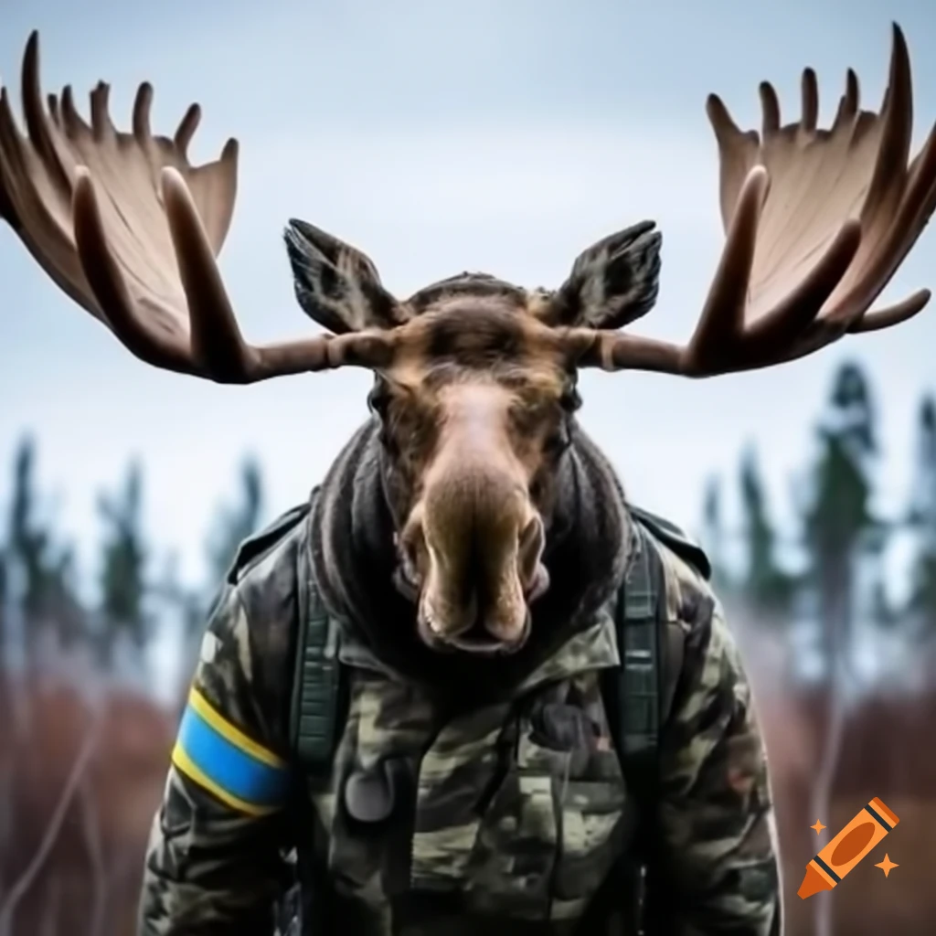 Swedish soldier in m90 camo uniform standing beside moose head trophy ...
