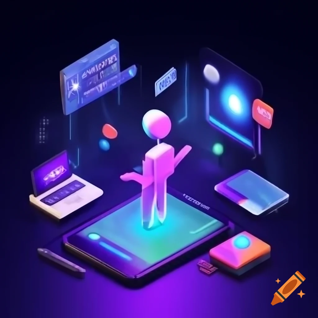 Futuristic One-Person Band concept with musician and holographic ...