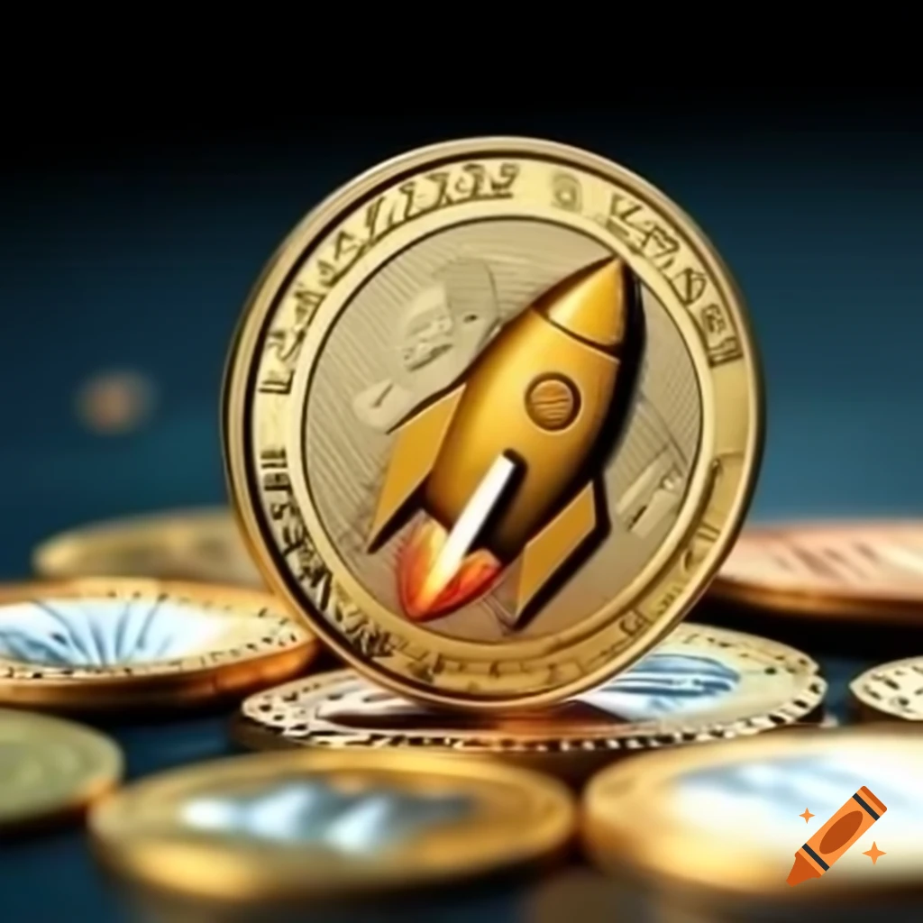 Rocket design on cryptocurrency coin on Craiyon