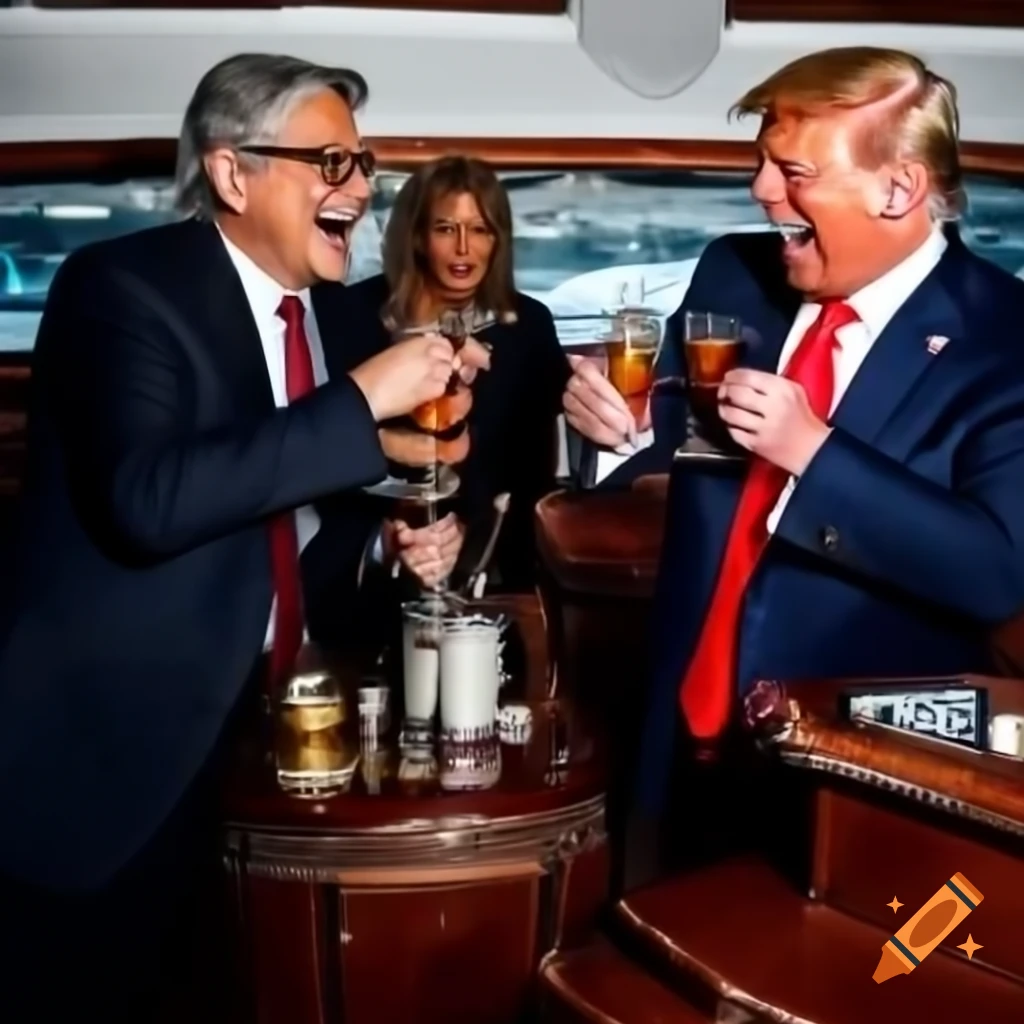 Merrick Garland and Trump laughing on yacht with cocktails in detailed ...